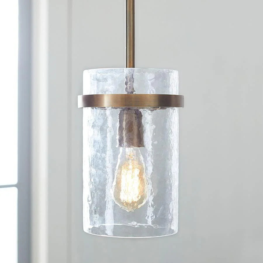 Alaric Modern Hammered Glass Cylinder Pendant Light | Ping ...