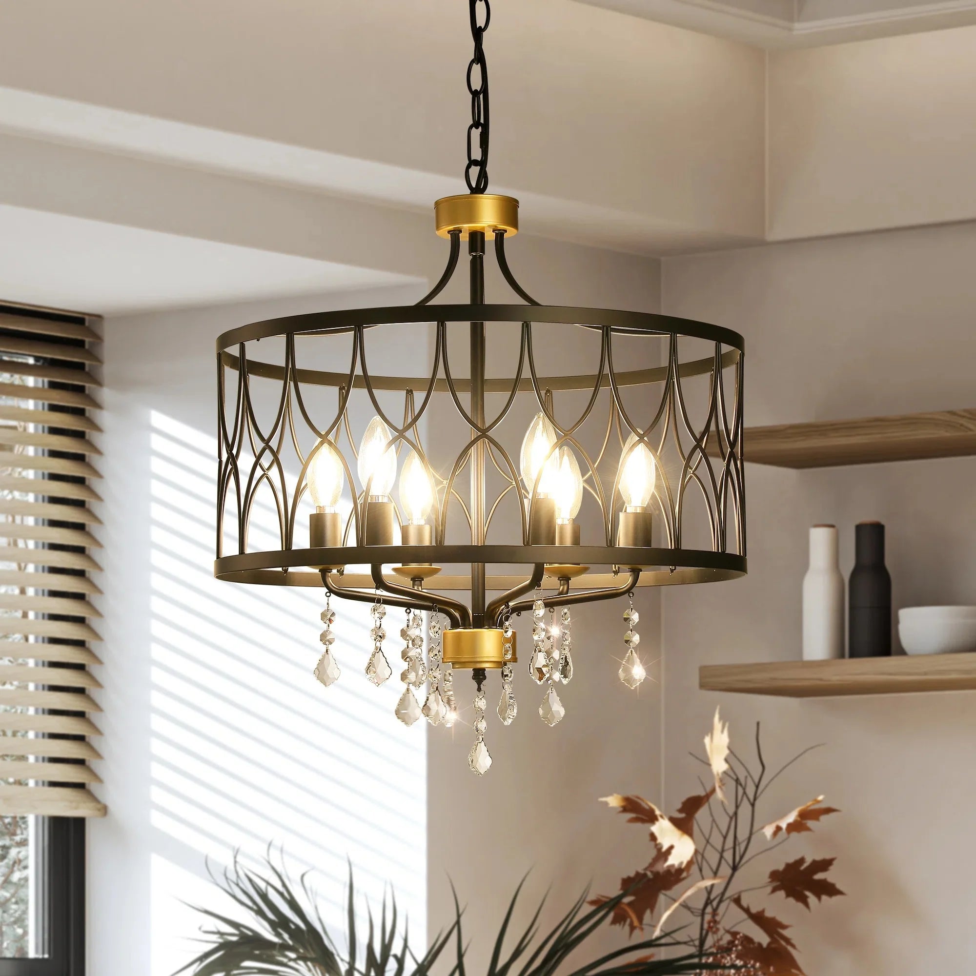 Callum Farmhouse Metal Cage 6-Light Chandelier | Ping – pinglighting.de