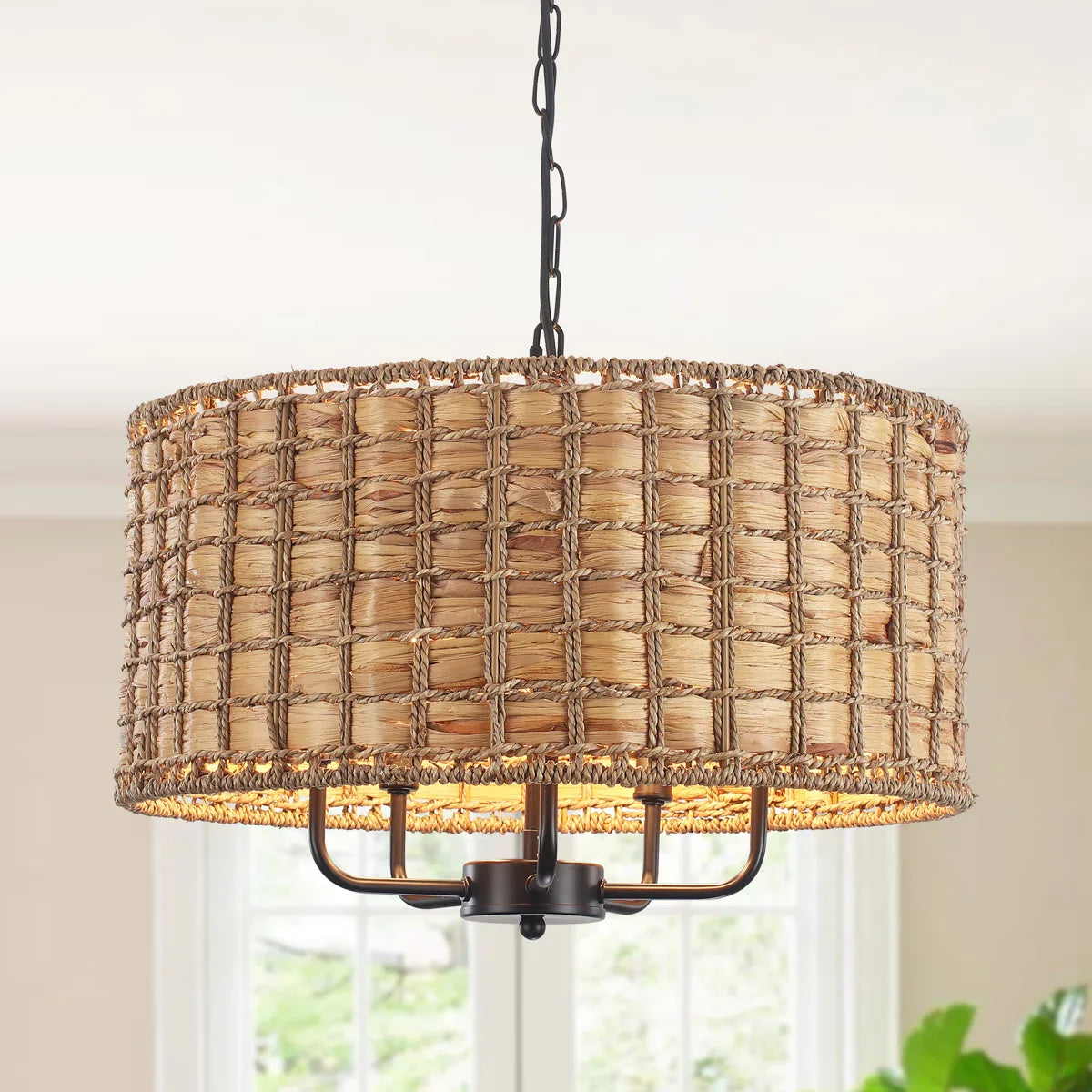 Chione Rustic Bohemian Rattan Drum Pendant Light | Ping – pinglighting.de