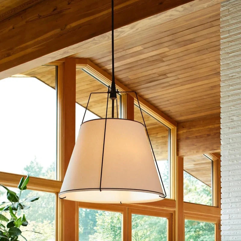 Shimmer Minimalist Conical Linen Metal Pendant Light | Ping ...